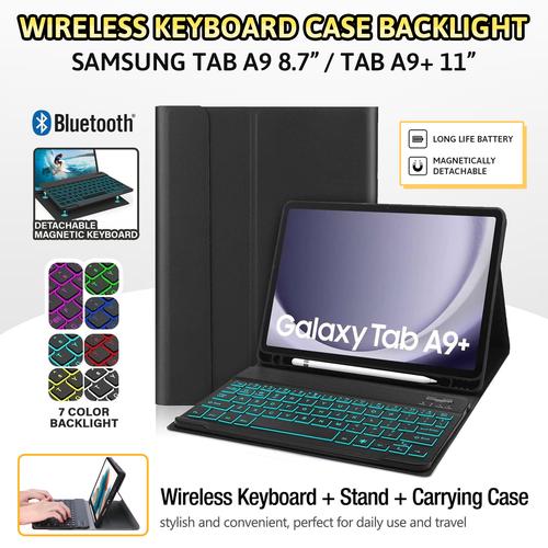 Jual Samsung Tab A9 A9+ Plus 2023 Backlight Keyboard Case Slot Pen ...