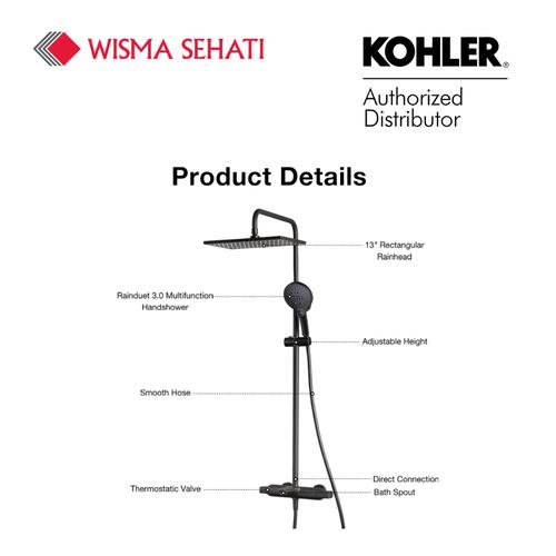 Promo KOHLER ALEO TH 3-way Showerpipe Column Rectangle Black K-26243T-9 ...
