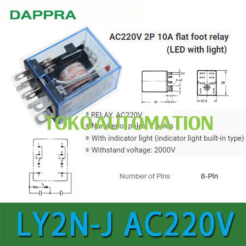 Jual LY2 LY2N LY2N-J LY2N - J LY2NJ 220V AC Coil Power Relay 8PIN DPDT PK15 - Jakarta Utara ...