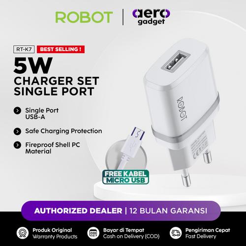 Promo ROBOT RT-K7 Quick Charger 5V/1A Bonus Kabel Micro USB For Samsung ...