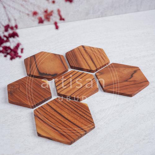 Jual Hexa - Coaster Tatakan Gelas Kayu Jati Hexagon Food Grade | Props ...