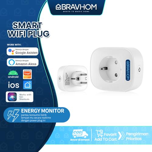 Jual BRAVHOM Smart Plug WiFi Wireless Colokan Listrik Pintar monitor ...