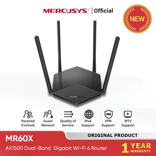 Promo Mercusys MR60X AX1500 Dual-Band Wi-Fi 6 Router Smart Connect tp ...