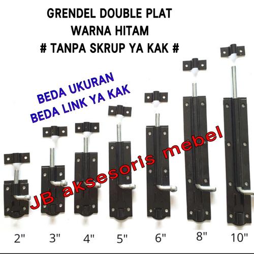 Jual GRENDEL DOUBLE PLAT HITAM / SELOT SLOT BESI KUNCI PINTU DOBEL PLAT ...
