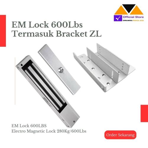 Jual EM Lock 600 Lbs Electro Magnetic Lock 280 Kg 600 Lbs + Bracket ZL ...