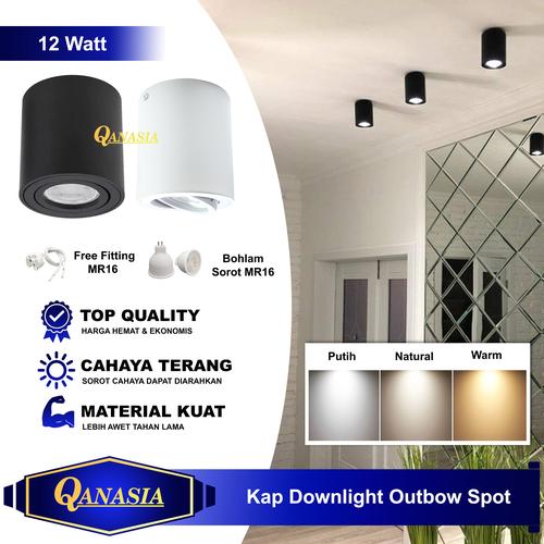 Jual Lampu Downlight Tempel Plafon 12W LED Outbow Sorot Spotlight MR16 - Body Hitam, Putih ...