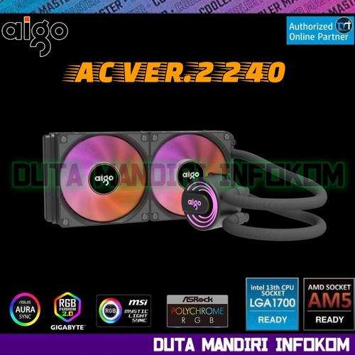 Promo Aigo AC V2 120 240 360 - ARGB AIO Liquid CPU Cooler VER.2 - 240mm Black Cicil 0% 3x ...