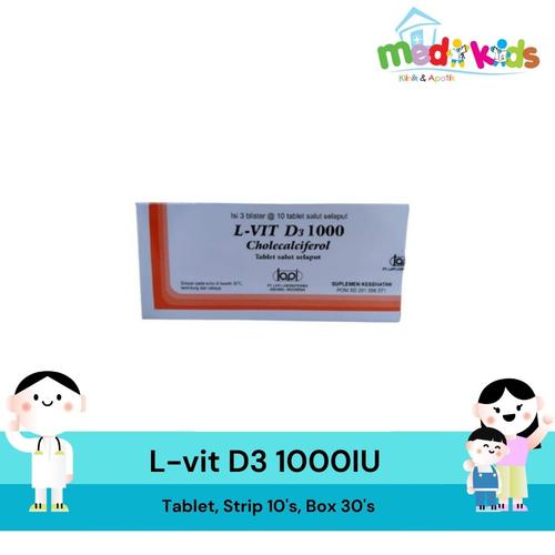 Jual L-vit D3 1000IU Tablet Strip Box-Vitamin D3 1000IU - Tablet ...