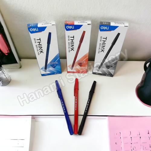 Jual Deli Ballpoint Pen semi Gel 0.5mm Isi 12pcs Penulisan Halus Q8 ...
