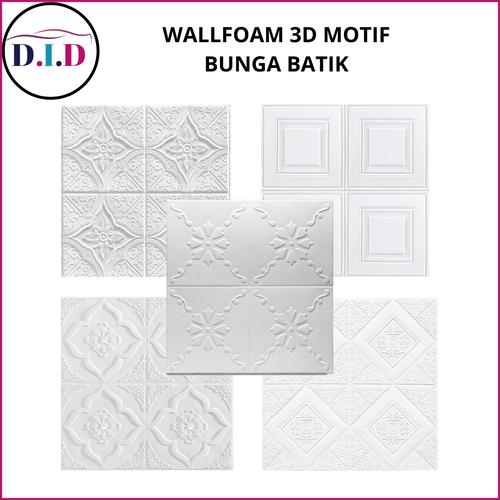 Jual WALLFOAM 3D MOTIF BUNGA BATIK PUTIH POLOS 70 X 70 CM TEBAL 3MM ...