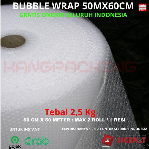 Jual bubble wrap premium roll 60 Cm x 50 Meter kuat tebal 2,5 KG ...