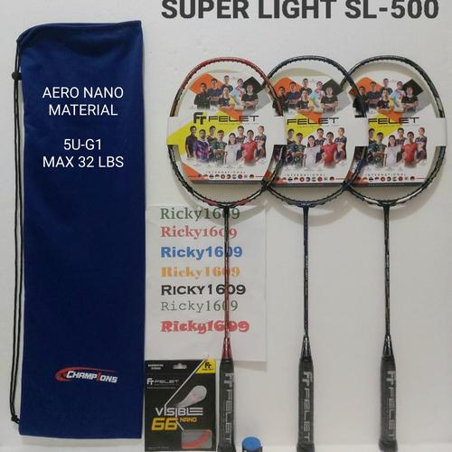 Jual RAKET BADMINTON FELET SUPER LIGHT SL-500 (5U = 75gram 32 lbs ...