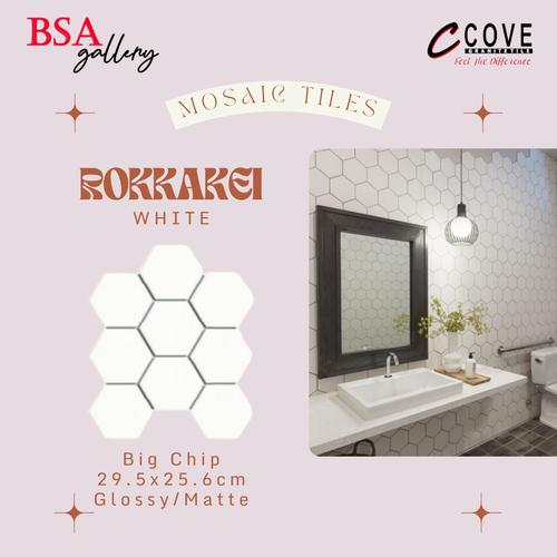 Jual MOSAIC TILES HEXAGON BESAR WHITE / KERAMIK MOZAIK PUTIH LANTAI ...