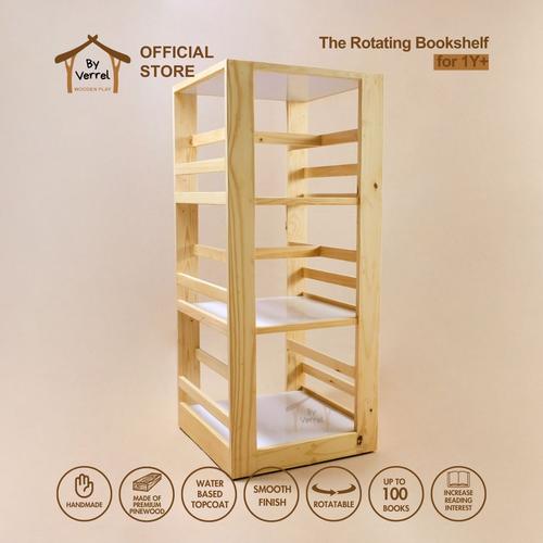 Jual Rotating Bookshelf [Premium] / Rak Buku Putar / Rak Buku Anak Kayu ...