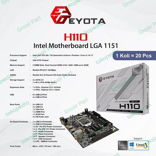 Jual Motherboard Eyota H110 DDR4 LGA 1151 (NVME+USB 3.0) NEW - Kab ...