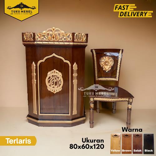 Jual Mimbar Masjid Minimalis Untuk Ceramah Mushola+Kursi - 90 x 60 x ...