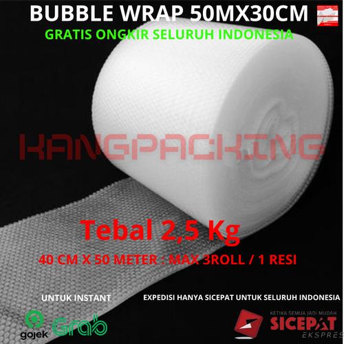 Jual bubble wrap premium roll 50 Meter x 30 CM tebal lebih kuat 2,5 KG ...