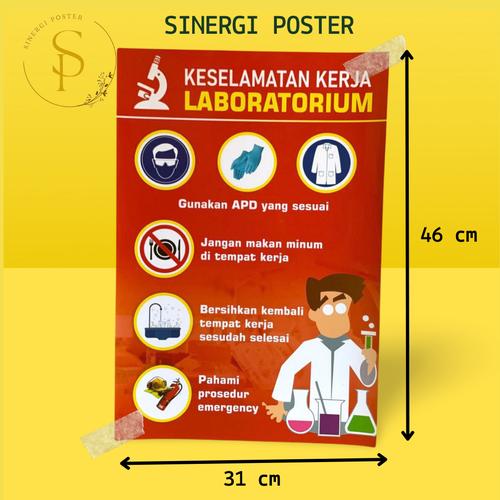 Jual Poster Keselamatan Kerja Laboratorium Merah | Poster K3 - Kab ...