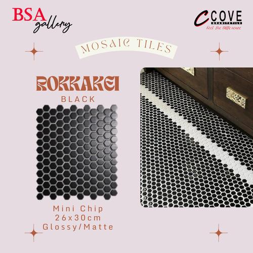 Jual MOSAIC TILE HEXAGONAL MINI BLACK / KERAMIK MOZAIK HITAM LANTAI ...
