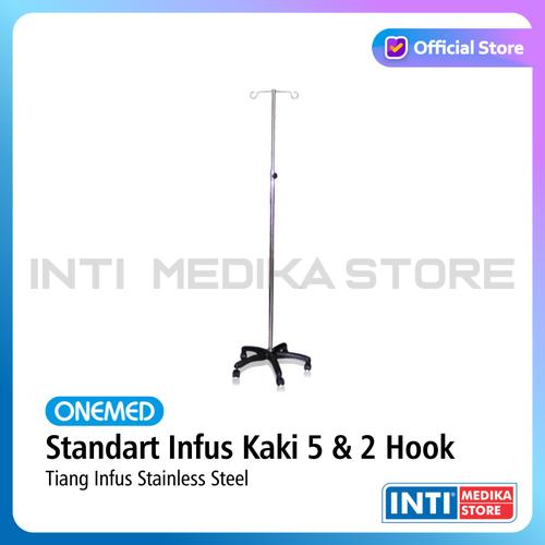 Promo ONEMED - Tiang Infus Stainless Steel | Standar Kaki 5 & 2 Hook ...