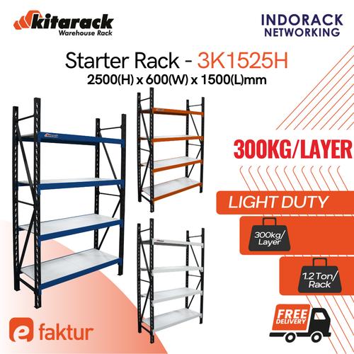 Jual Rak Gudang Besi 300kg / Layer Rack Gudang 2.5M 4 Susun P 1.5M ...