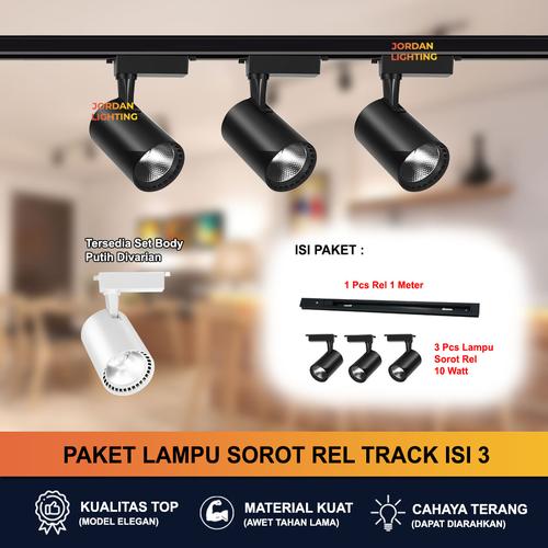 Jual Paket 3 Lampu Rell COB 10W Track Light LED Sorot Rel Spotlight ...