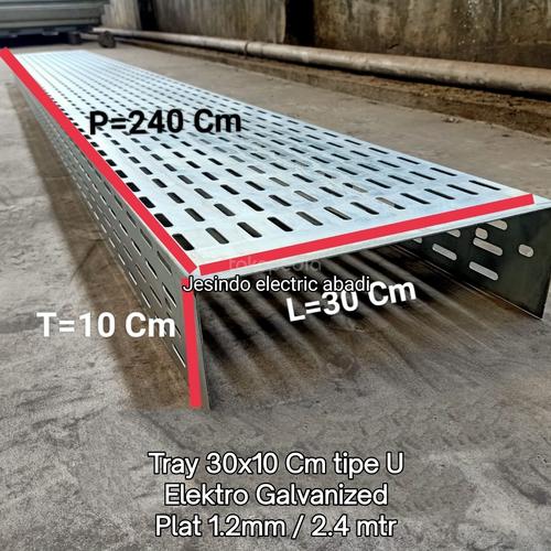 Jual Cable tray 30x10 Cm type.U elektro galvanized, plat 1.2mm / 2.4 m ...