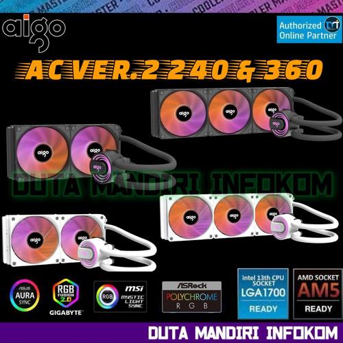 Promo Aigo AC V2 120 240 360 - ARGB AIO Liquid CPU Cooler VER.2 - 240mm Black Cicil 0% 3x ...