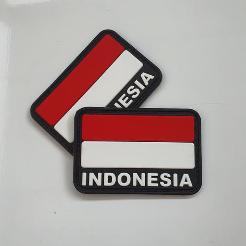 Jual patch rubber logo bendera merah putih tulisan indonesia opal ...