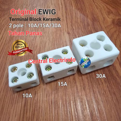 Jual Terminal Block Keramik EWIG 2 Pole 10A/15A/30A Tahan Panas. - 2 ...