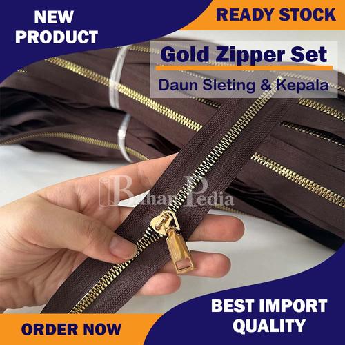 Jual [Set 5mtr] Daun Sleting Kepala Resleting Zipper Head Gigi Besi ...