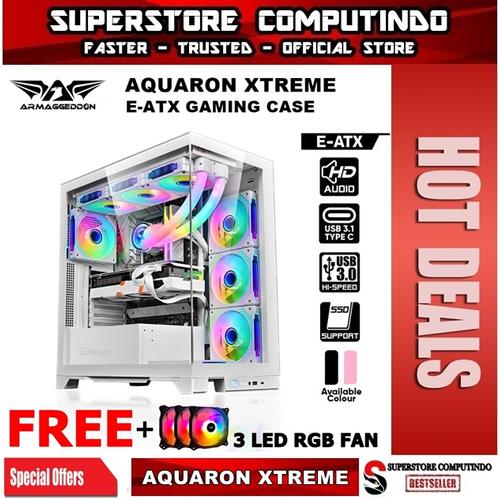 Promo Casing Gaming Armaggeddon Aquaron Xtreme E-ATX | Front & Side Panel - Hitam Case Only ...