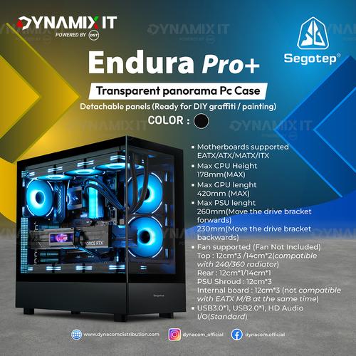 Jual Segotep ENDURA PRO+ Airflow Tempered Glass E-ATX PC Case - Black ...