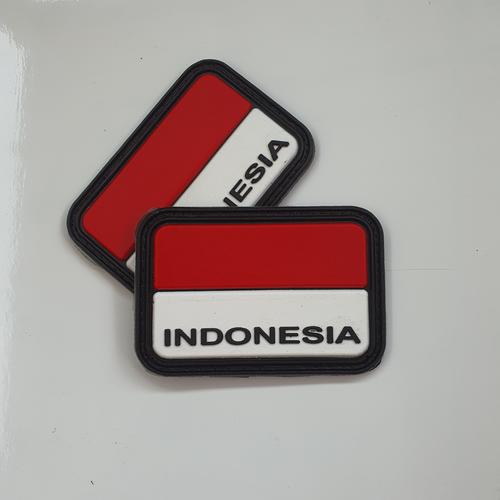 Promo patch rubber logo bendera merah putih tulisan indonesian 3D logo ...