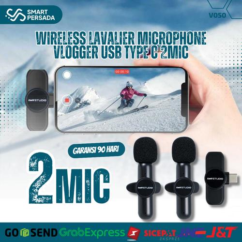Jual Mic Wireless Clip On 2 Microphone Smartphone HP Type C Live Tiktok ...