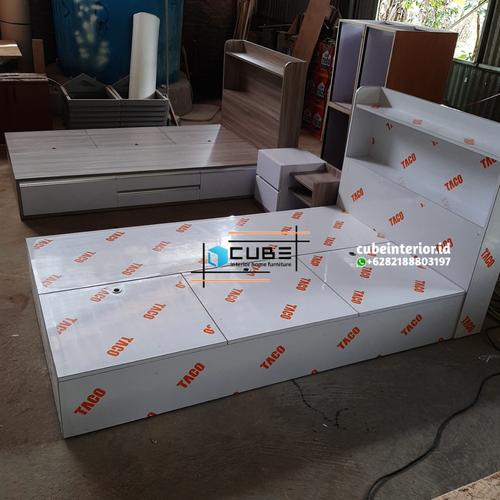 Jual CUSTOM | Dipan Twin Bed Minimalis HPL Interior Home Furniture ...