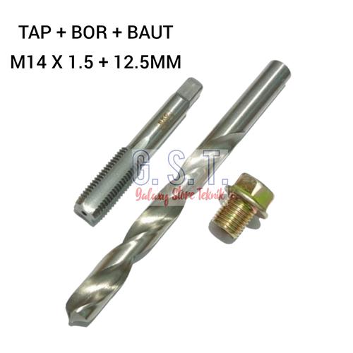 Jual paket komplit mata bor tap set baut oli oversize M14×1.5 Alat ...
