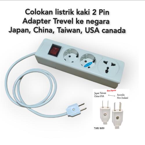 Jual Stop Kontak Colokan Listrik 2 pin Taiwan Jepang US Plug Adapter ...