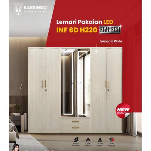 Jual Lemari Baju 6 Pintu / Lemari Pakaian Besi LED Touchscreen 6DH220 ...