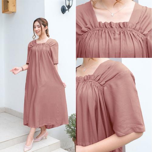 Jual Dress Daster Kerut Dada Crinkle Airflow Premium Santai Kekinian ...