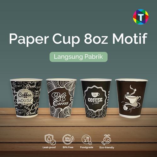 Jual Paper Cup Motif 8oz + Tutup / Gelas Tahan Panas / Hot Paper Cup Eceran - Jakarta Barat ...