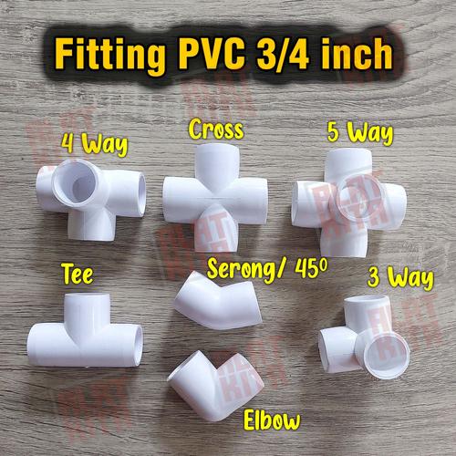 Jual Fitting PVC 3/4 inch, Knee, 3 Way, 4 Way, 5 Way, Tee Warna Putih ...