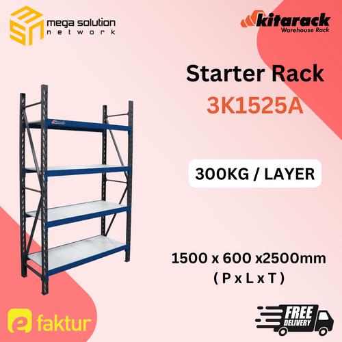 Jual RAK GUDANG BESI STARTER 2,5 METER 4 SUSUN WAREHOUSE RACK 300KG ...