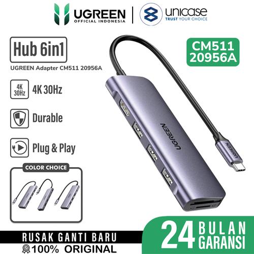 Promo Adapter Converter HUB 6 in 1 UGREEN USB Type C PD 4K Macbook ...
