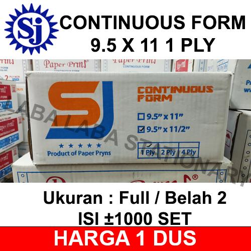 Promo KERTAS CONTINUOUS FORM 1 PLY 9.5 X 11 SJ PAPER PRINT A4 / RANGKAP ...