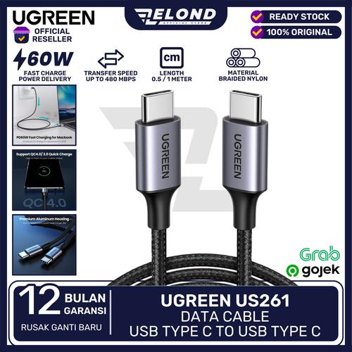 Jual UGREEN Kabel Data Type C 60W to Type CPD Fast Charging Braided ...