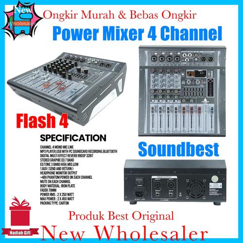 Jual Power Mixer 4 Channel Soundbest Flash 4 Efek Dsp 99 Bluetooth ...