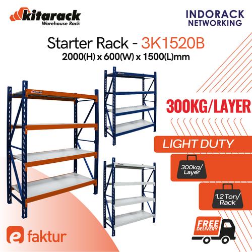 Jual Rak Gudang Besi 300kg / Layer Rack Gudang 2M 4 Susun Panjang 1.5M ...