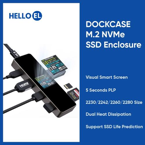 Jual DOCKCASE M.2 NVMe SSD Visual Smart Screen USB C Hub Enclosure ...
