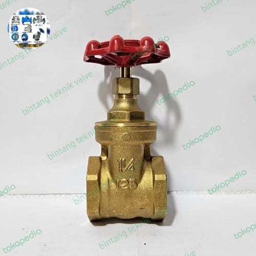 Jual GATE VALVE STOP KRAN KITZ 1 1/4" INCH KUNINGAN CLASS 125 DRAT ...